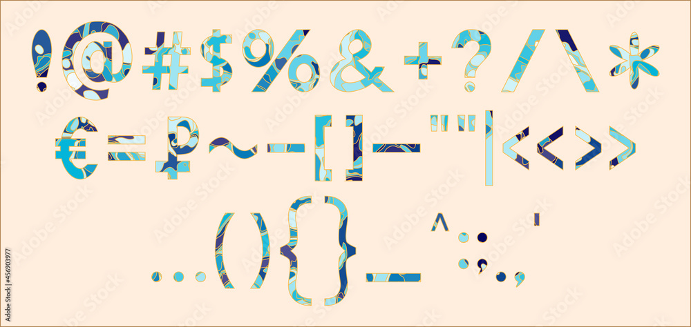 Currency symbols, mathematical symbols (percent, plus, minus, equal ...