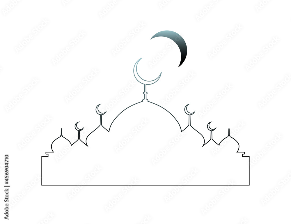 Mosque continuous line drawing vector minimalist design. islamic symbol ...