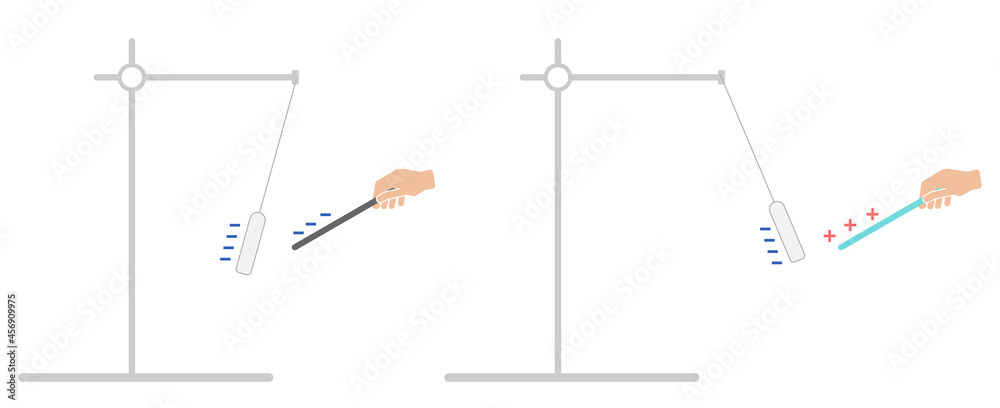 Vetor de Electric charged particles. Vector illustration of ebonite rod ...