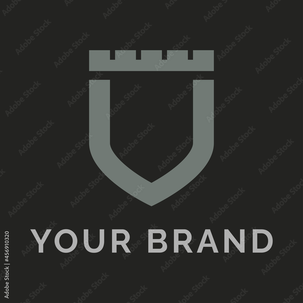 Shield Wall logo design vector illustration Stock Vector | Adobe Stock