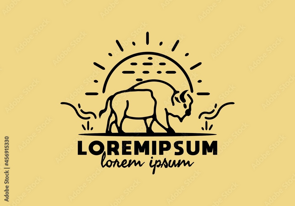 Line art illustration of bison Stock Vector | Adobe Stock