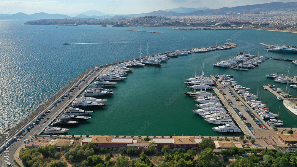 Aerial drone photo of famous seaside Athens riviera area of Faliro and ...