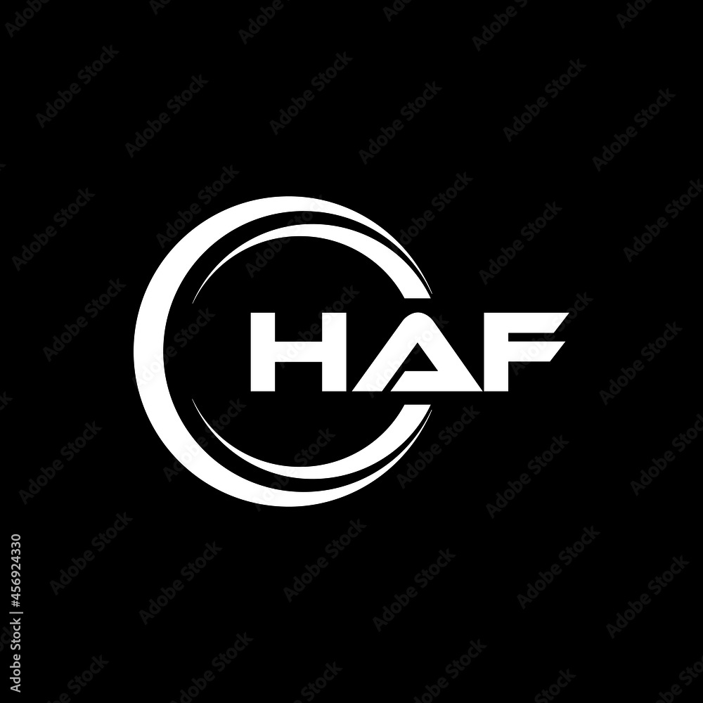 HAF letter logo design with black background in illustrator, vector ...