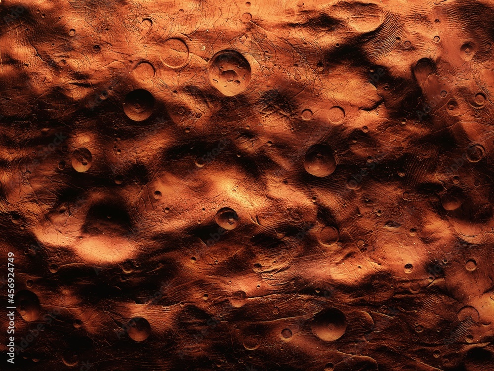 Surface of Mars with craters, impact craters on the surface of the red ...