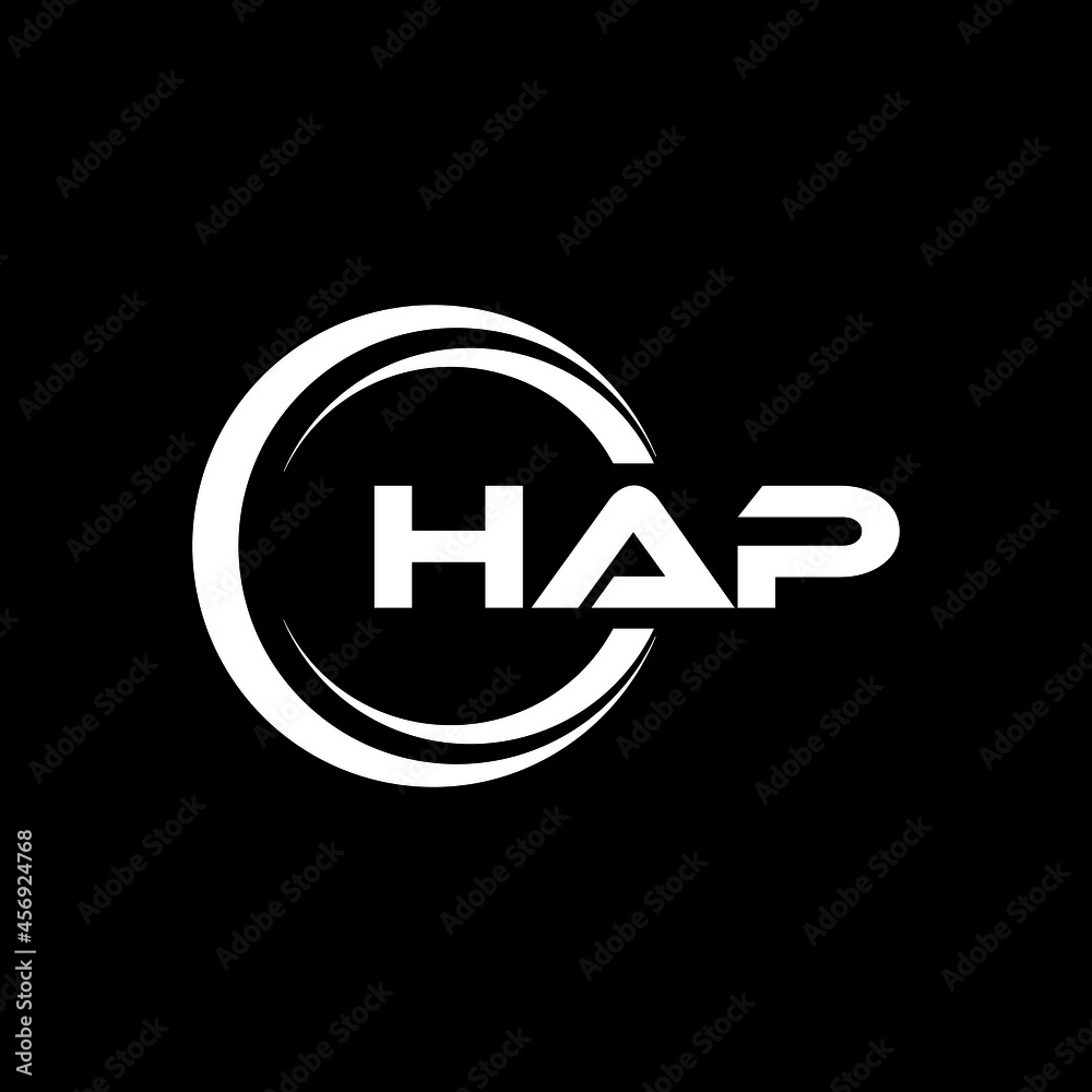 HAP letter logo design with black background in illustrator, vector ...