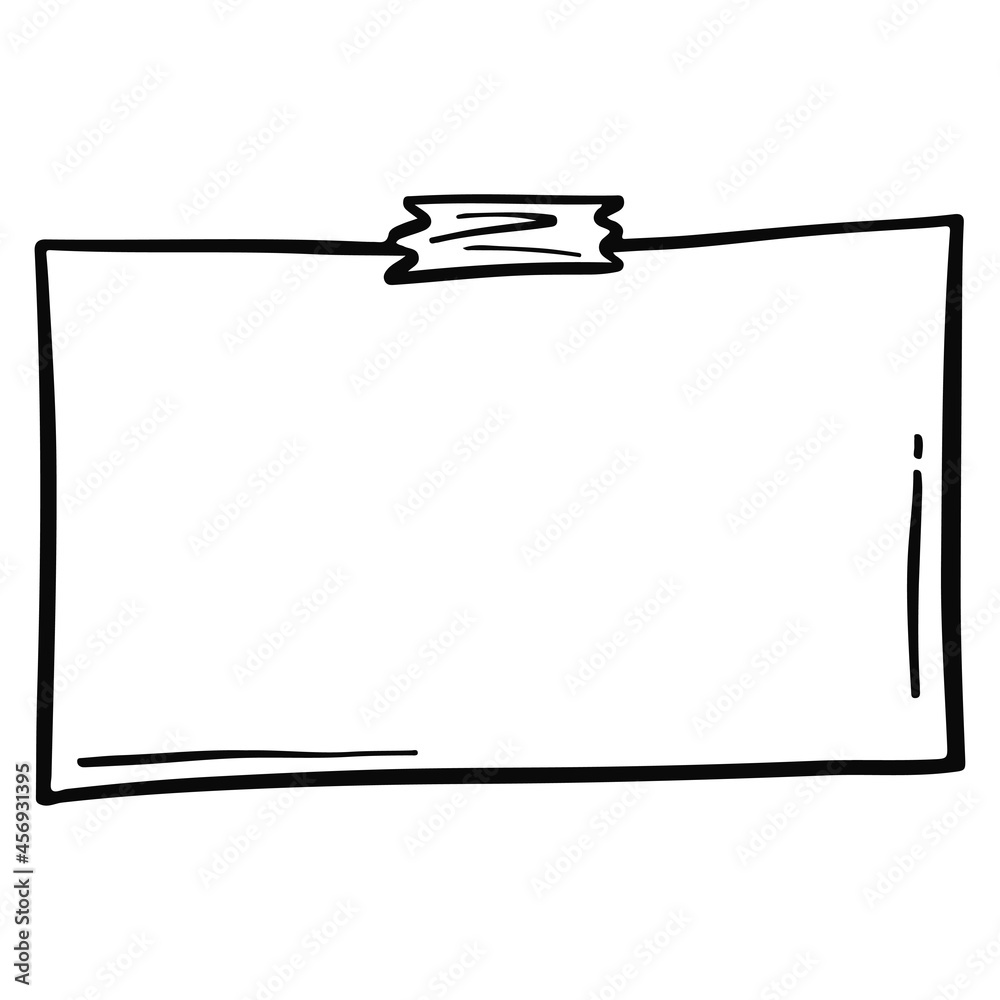 Notepaper in sketch. Transparent paper note in doodle. Hand drawn note ...