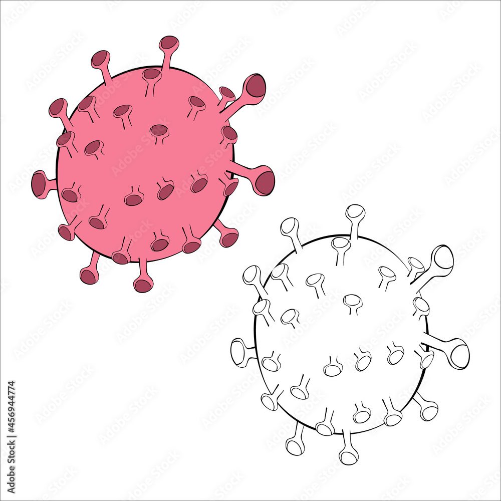 An outline jpeg illustration of two coronavirus symbols isolated on ...