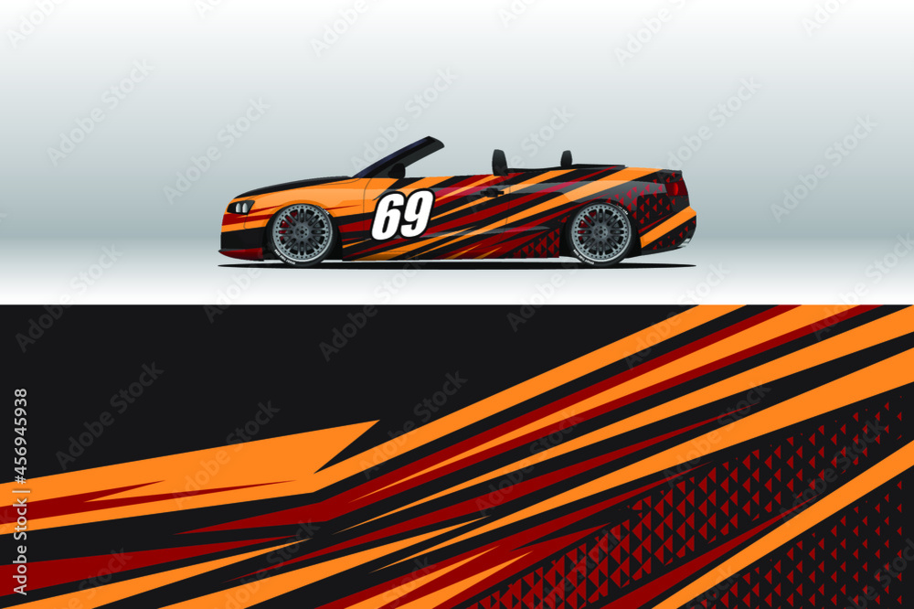 Abstract Race car wrap sticker design and sports background for daily ...