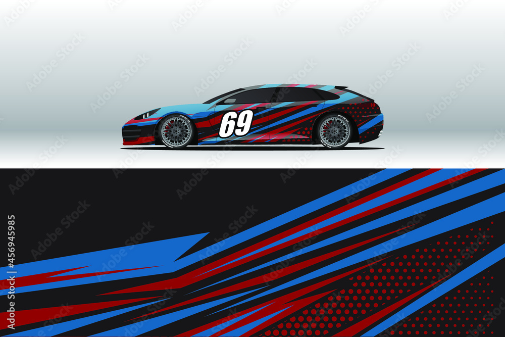 Abstract Race car wrap sticker design and sports background for daily ...