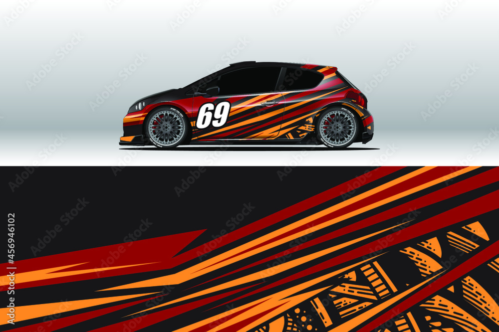 Abstract Race car wrap sticker design and sports background for daily ...