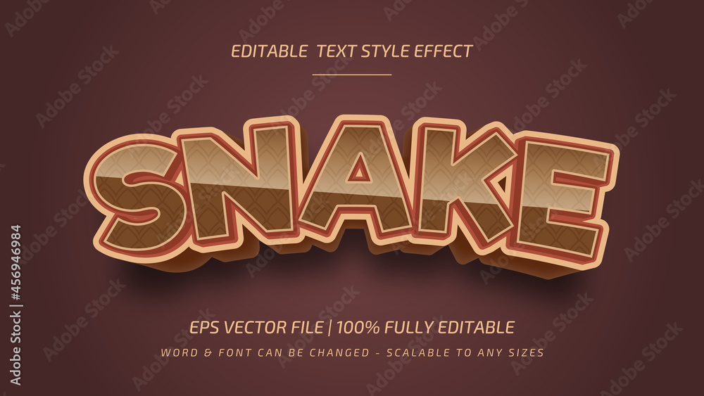 Snake editable 3d vector text style effect. Editable illustrator text ...