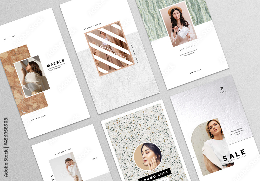 Story Layouts with Material Images Stock Template | Adobe Stock