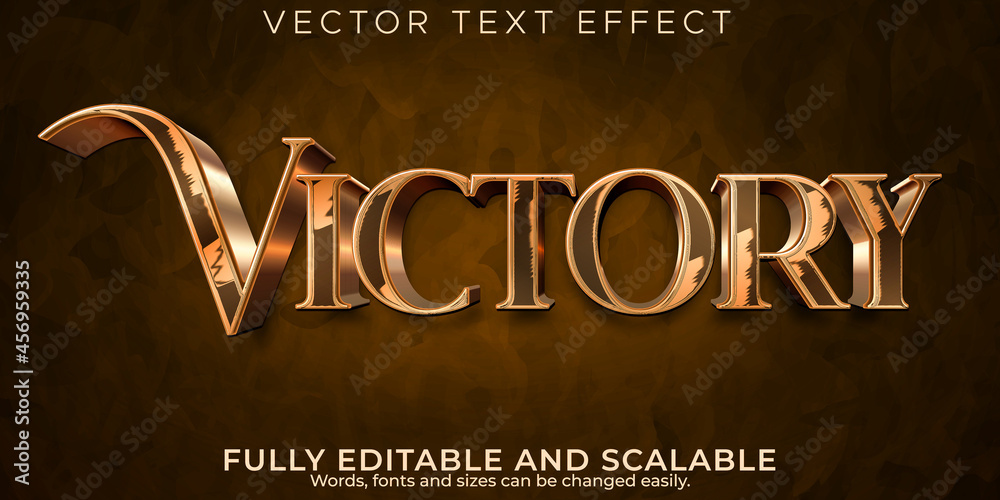 Metallic victory text effect, editable elegant and shiny text style ...