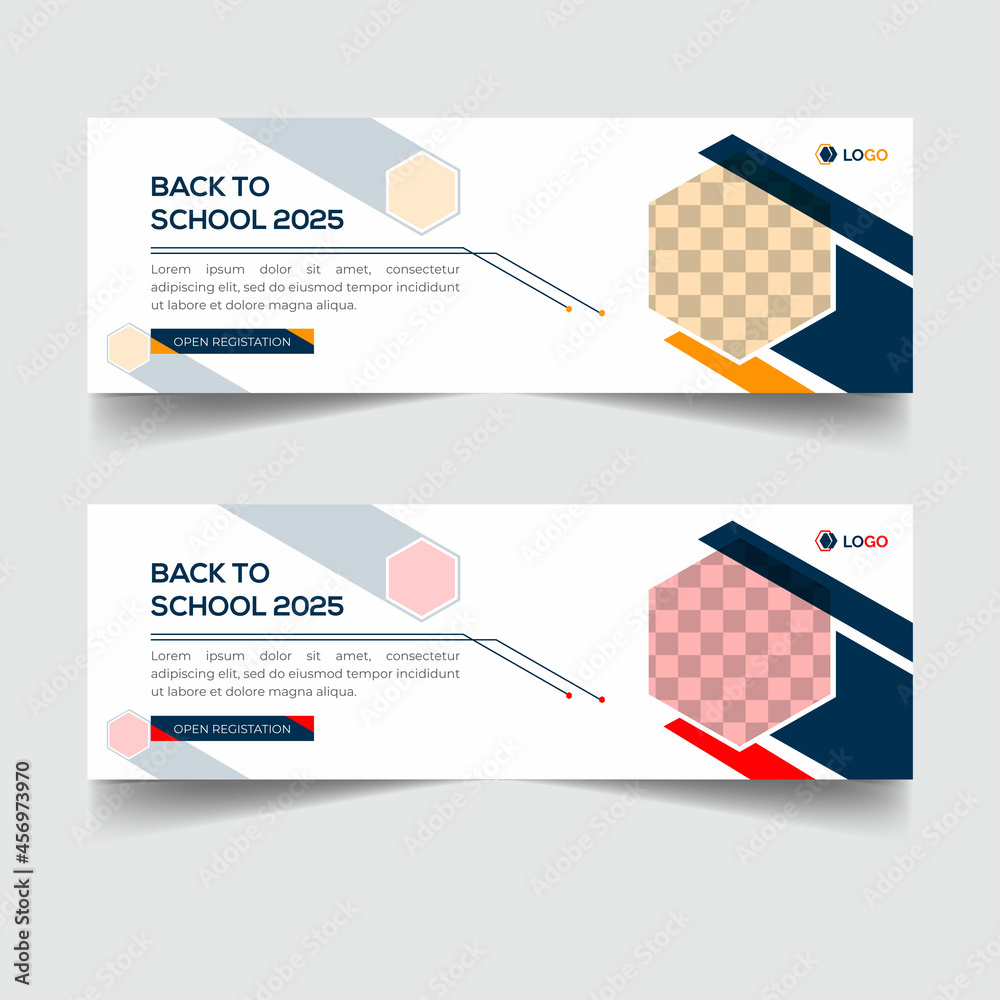 Back to School 2025 Cover Photo Design Template, creative shape, banner ...