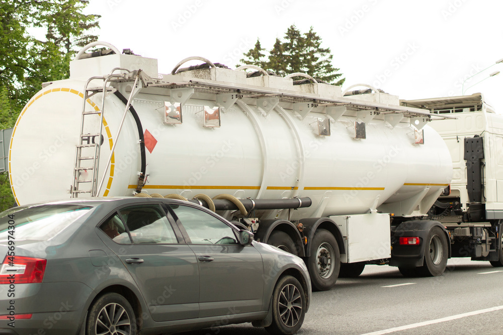 Freight transport on the highway. A vehicle to transport goods in the ...