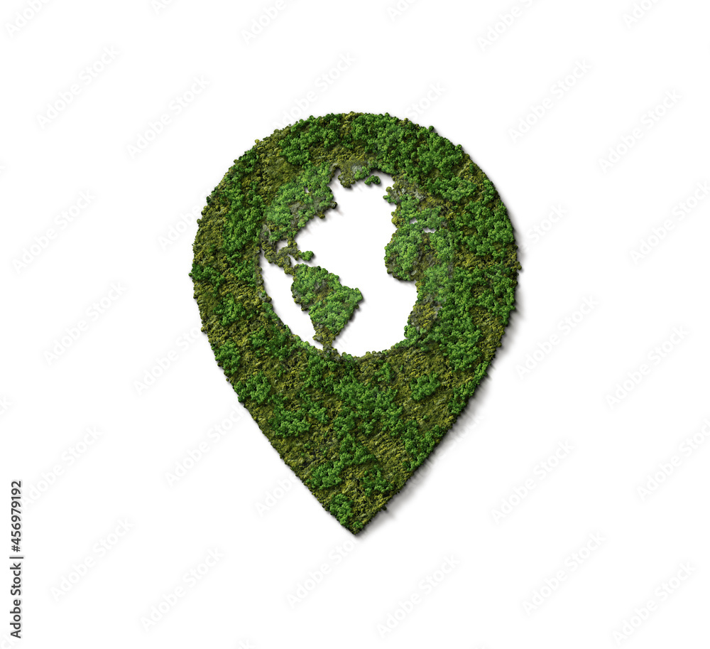World Location Green 3d Icon illustration. Green location symbol of pin ...