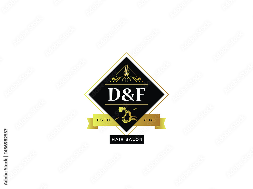 Luxury DF Logo, Letter df d f Logo Icon Vector For Luxury hair salon ...