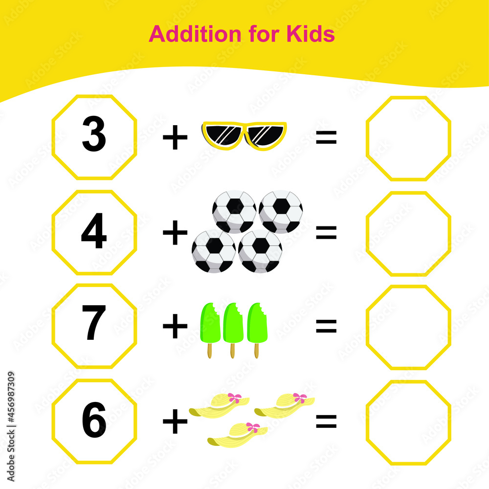 Counting summer items for preschool. Printable math worksheet. Math ...