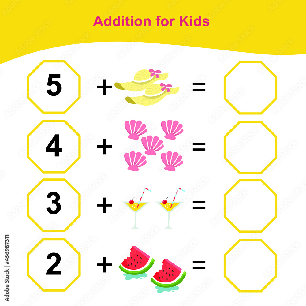 Counting summer items for preschool. Printable math worksheet. Math ...