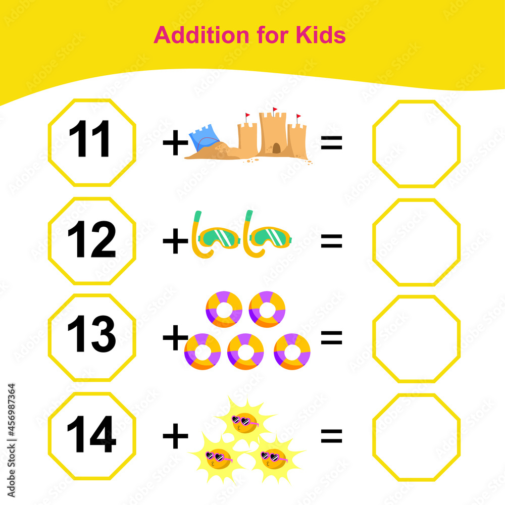 Counting summer items for preschool. Printable math worksheet. Math ...