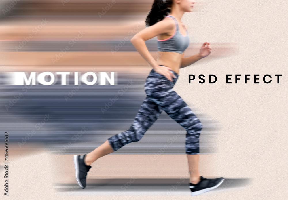 Woman Running with Motion Blur Effect Stock Template | Adobe Stock