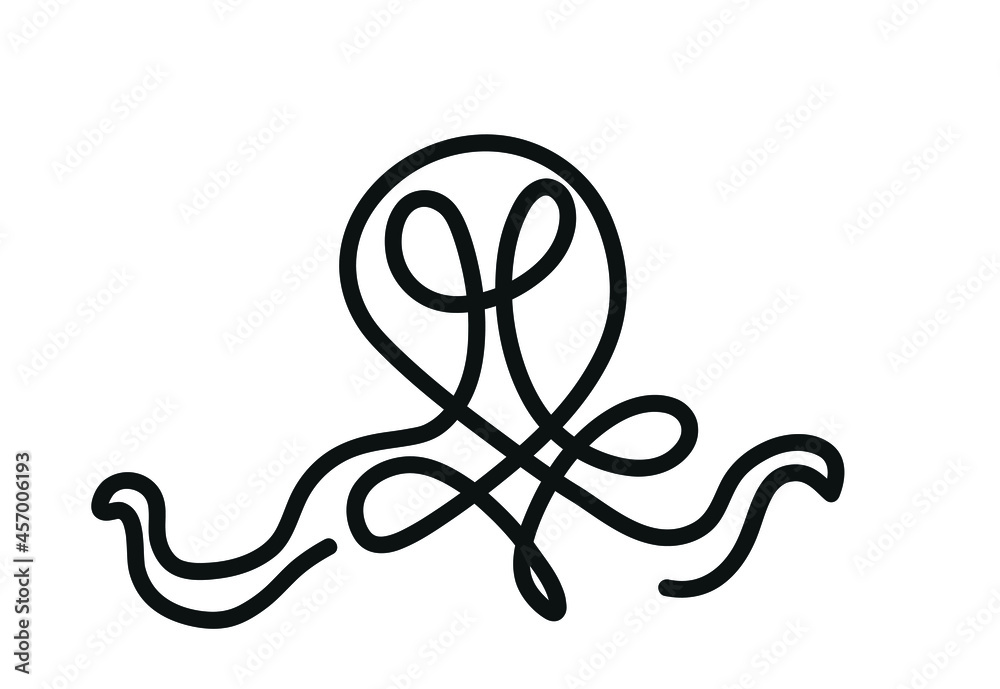 One line drawing of Octopus on white. One continuous line drawing of ...
