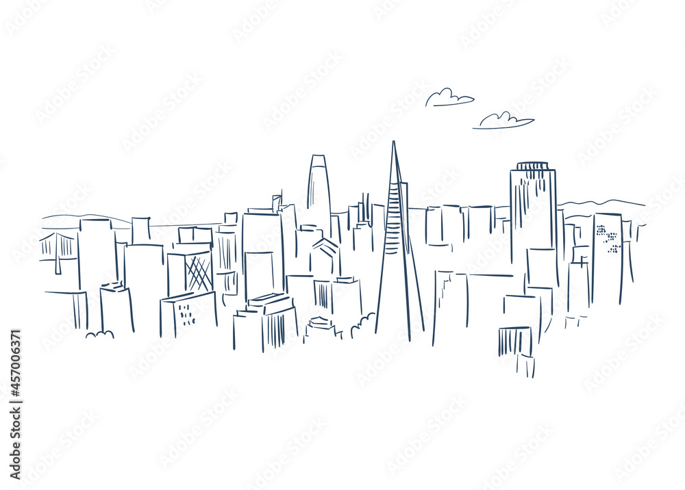 San Francisco usa vector sketch city illustration line art Stock Vector ...