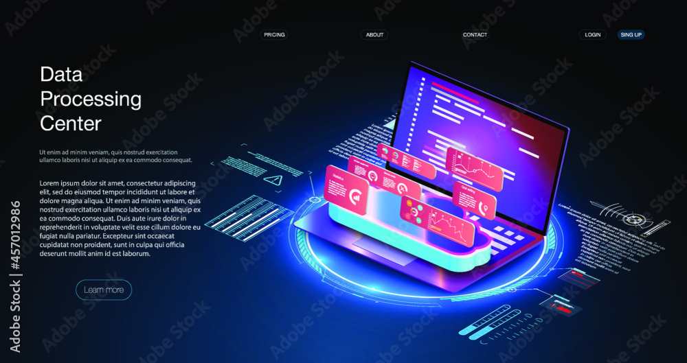 Program development and programming isometric icon, database, cloud ...
