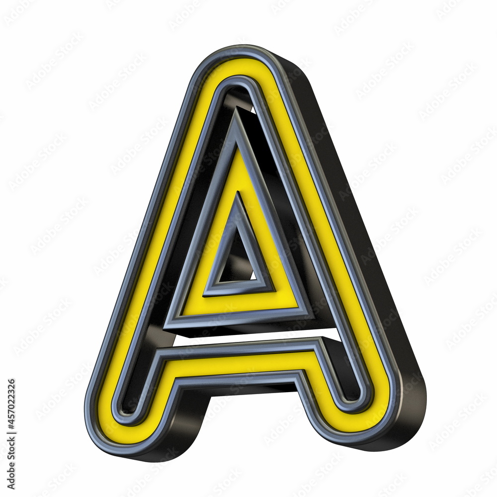 Yellow black outlined font Letter A 3D Stock Illustration | Adobe Stock
