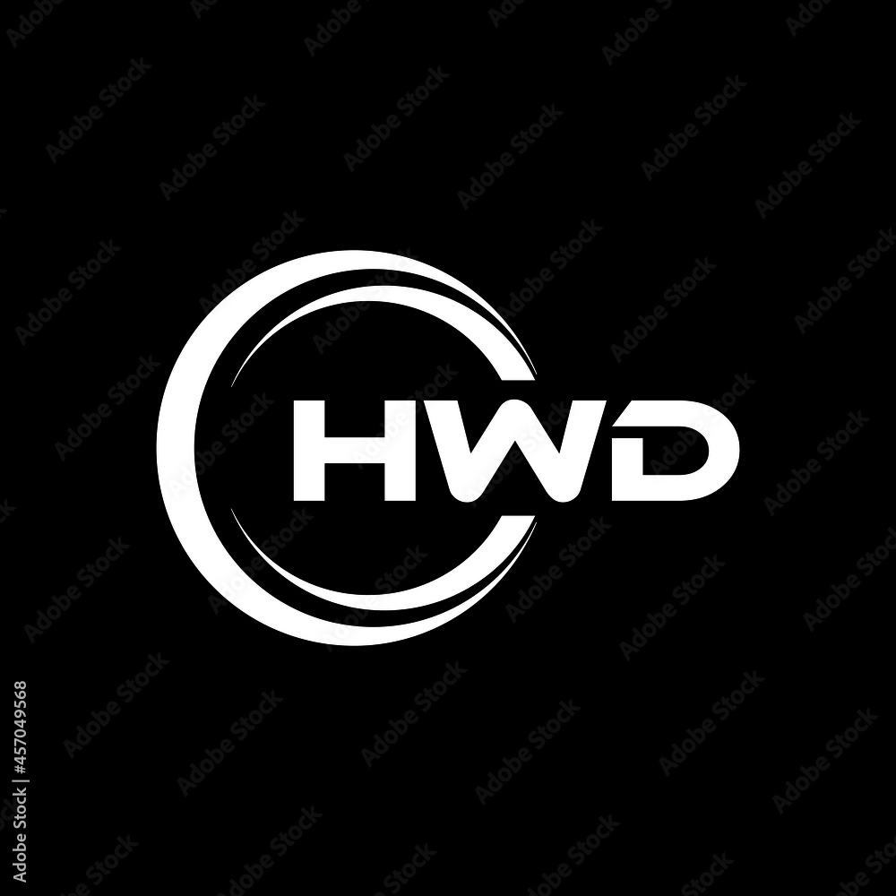 HWD letter logo design with black background in illustrator, vector ...
