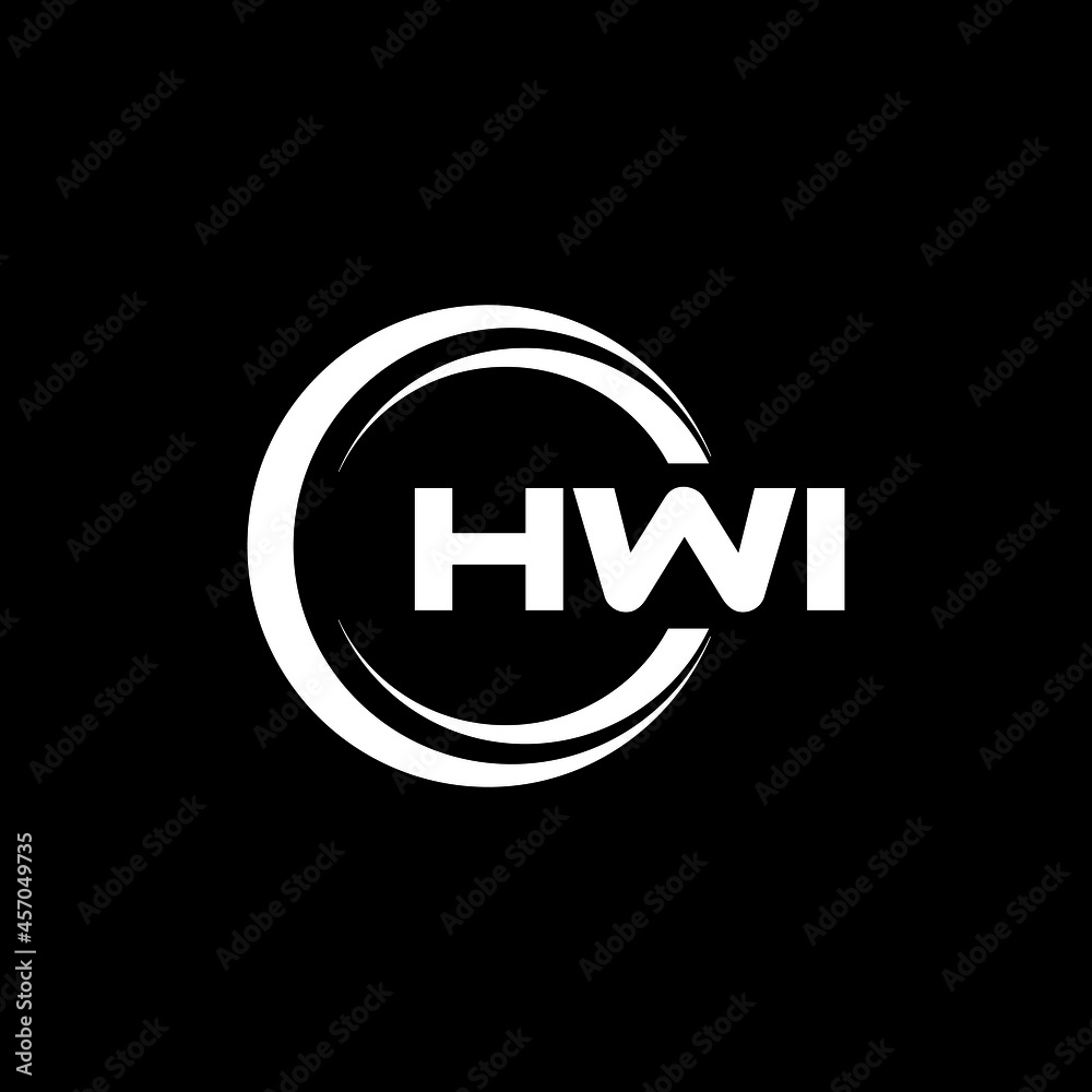 HWI letter logo design with black background in illustrator, vector ...