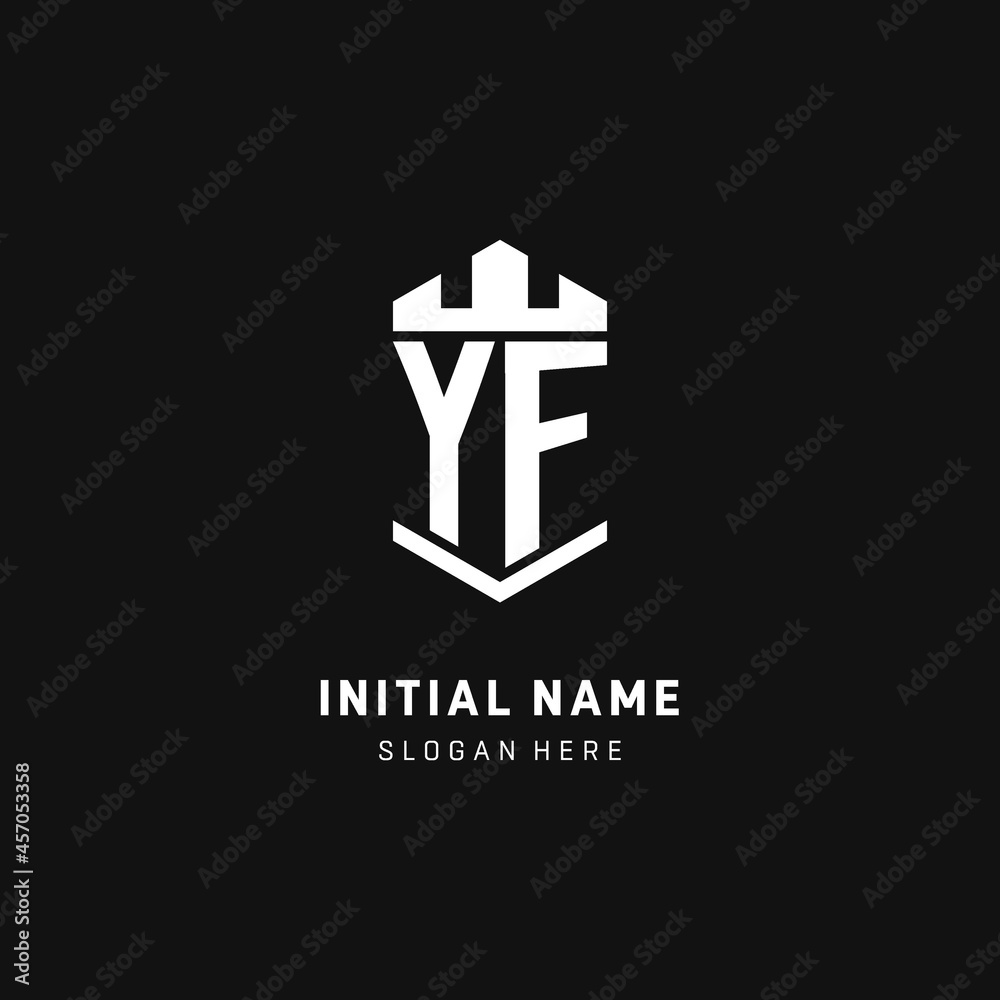 YF monogram logo initial with crown and shield guard shape style Stock ...