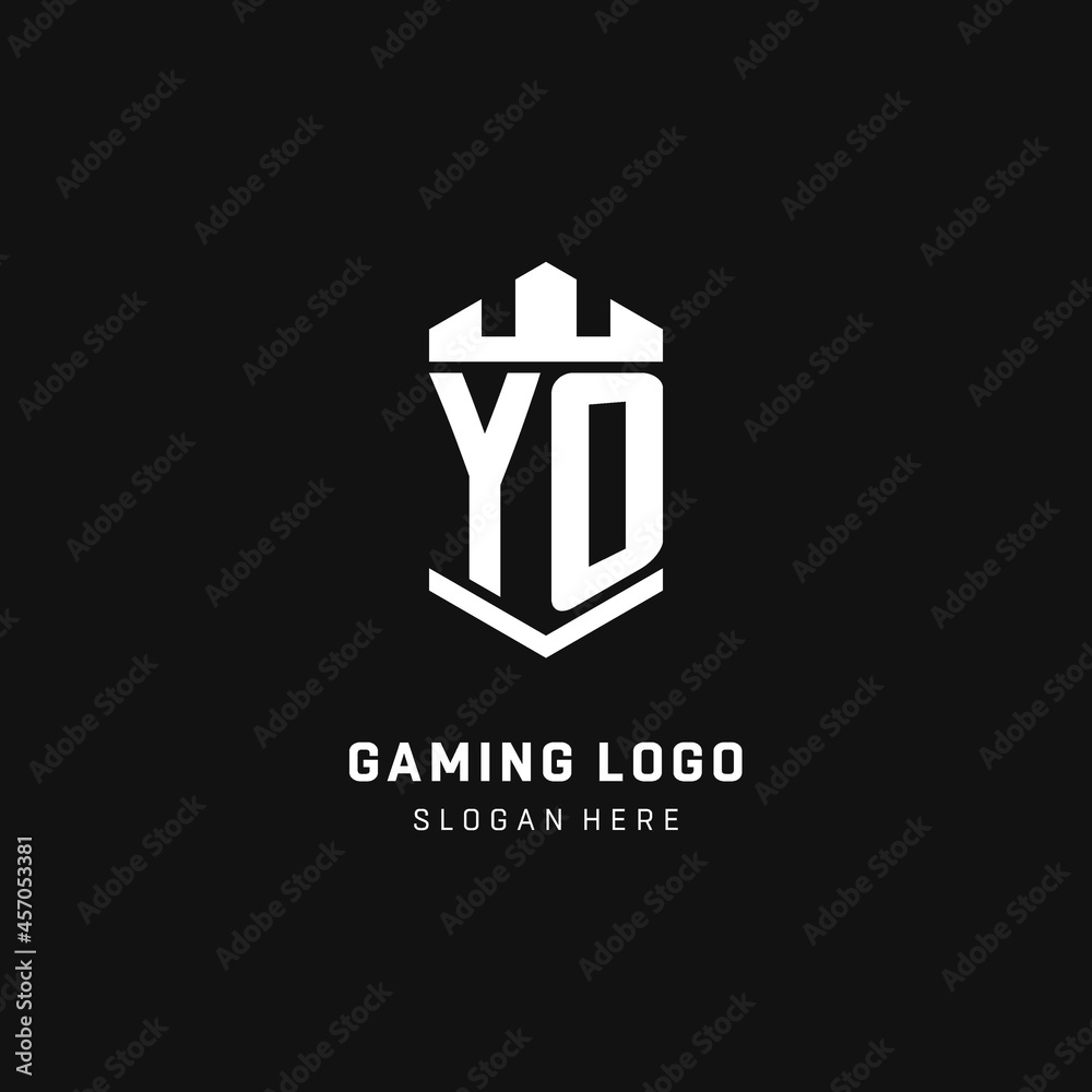 YO monogram logo initial with crown and shield guard shape style Stock ...