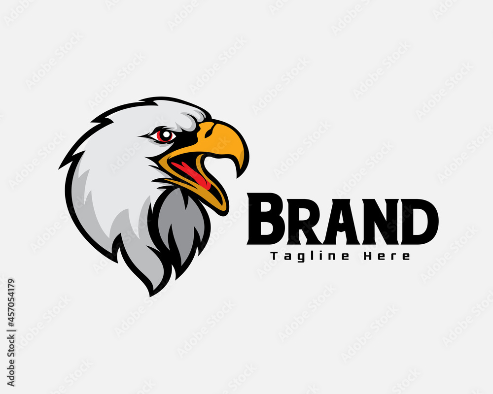 angry bird eagle falcon hawk face view mascot logo template ...
