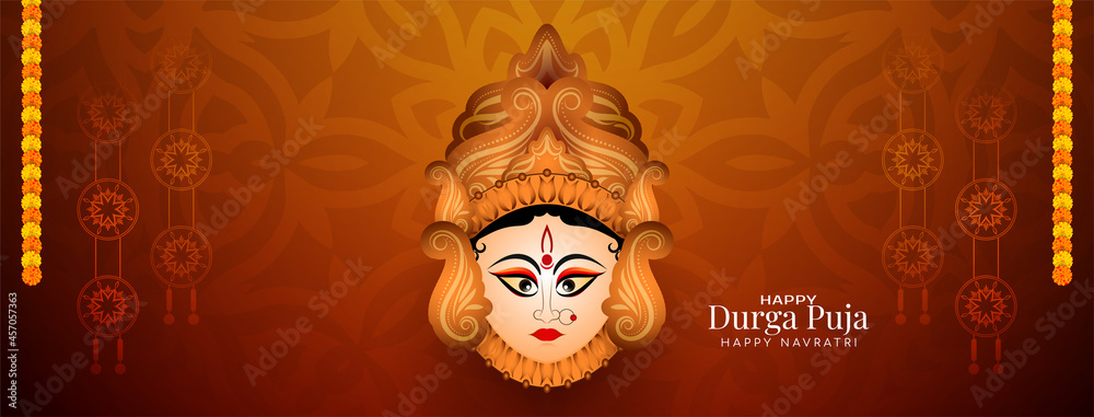 Poster Classic Durga puja and navratri festival goddess Durga face ...