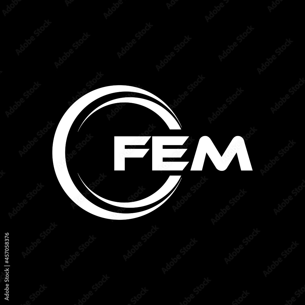 Vecteur Stock FEM letter logo design with black background in ...