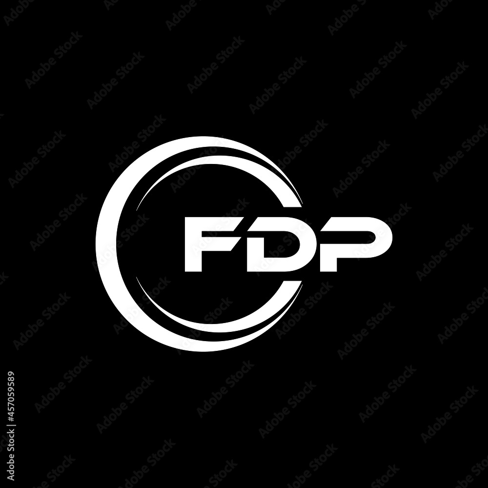 FDP letter logo design with black background in illustrator, vector ...
