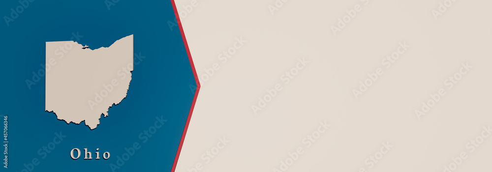Ohio, template banner. Map and the name of state Ohio in beige on the ...