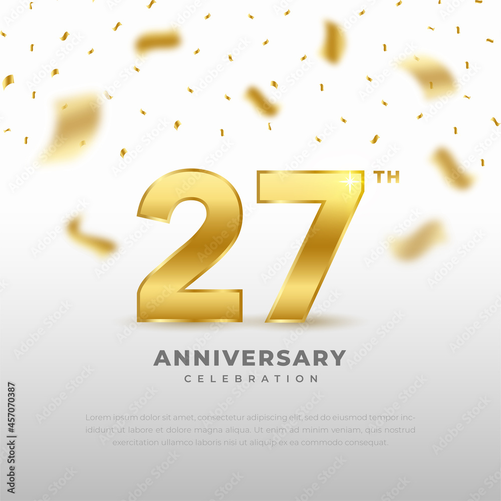 27th anniversary celebration with gold glitter color and white ...