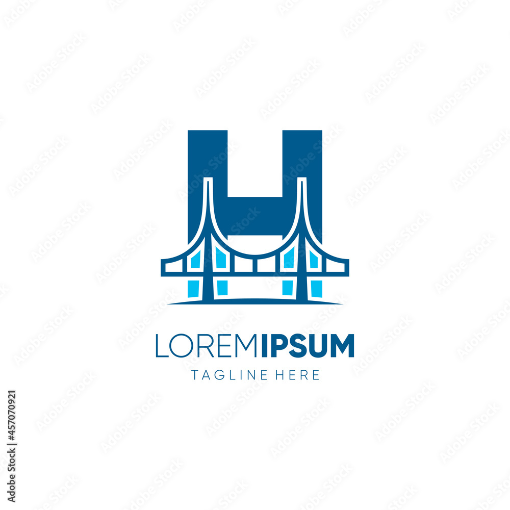 Letter H Bridge Logo Design Vector Icon Graphic Emblem Illustration ...