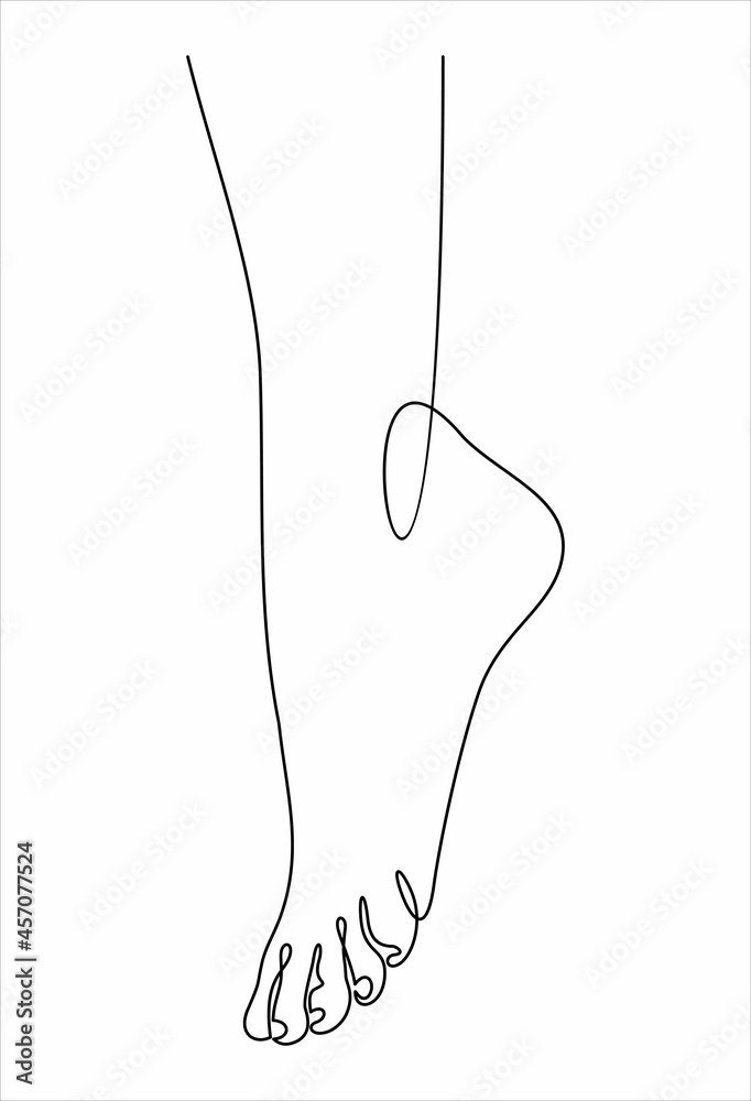 One continuous single drawing line art flat doodle leg, foot ...