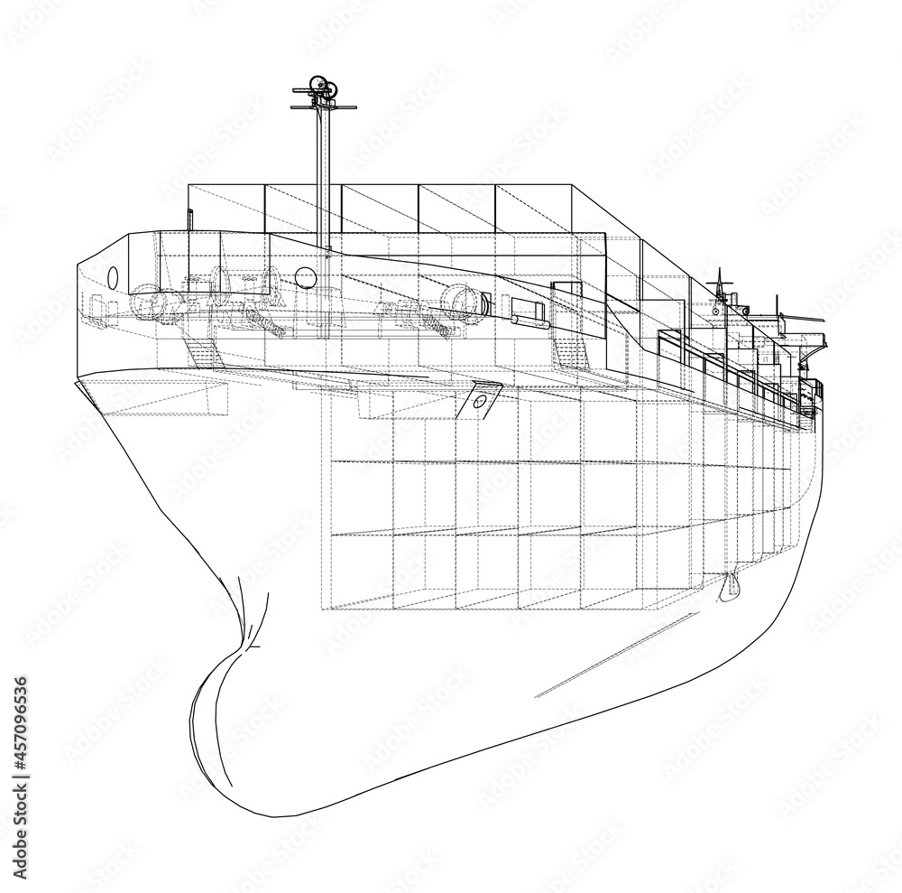 Cargo ship with containers. Vector Stock Vector | Adobe Stock