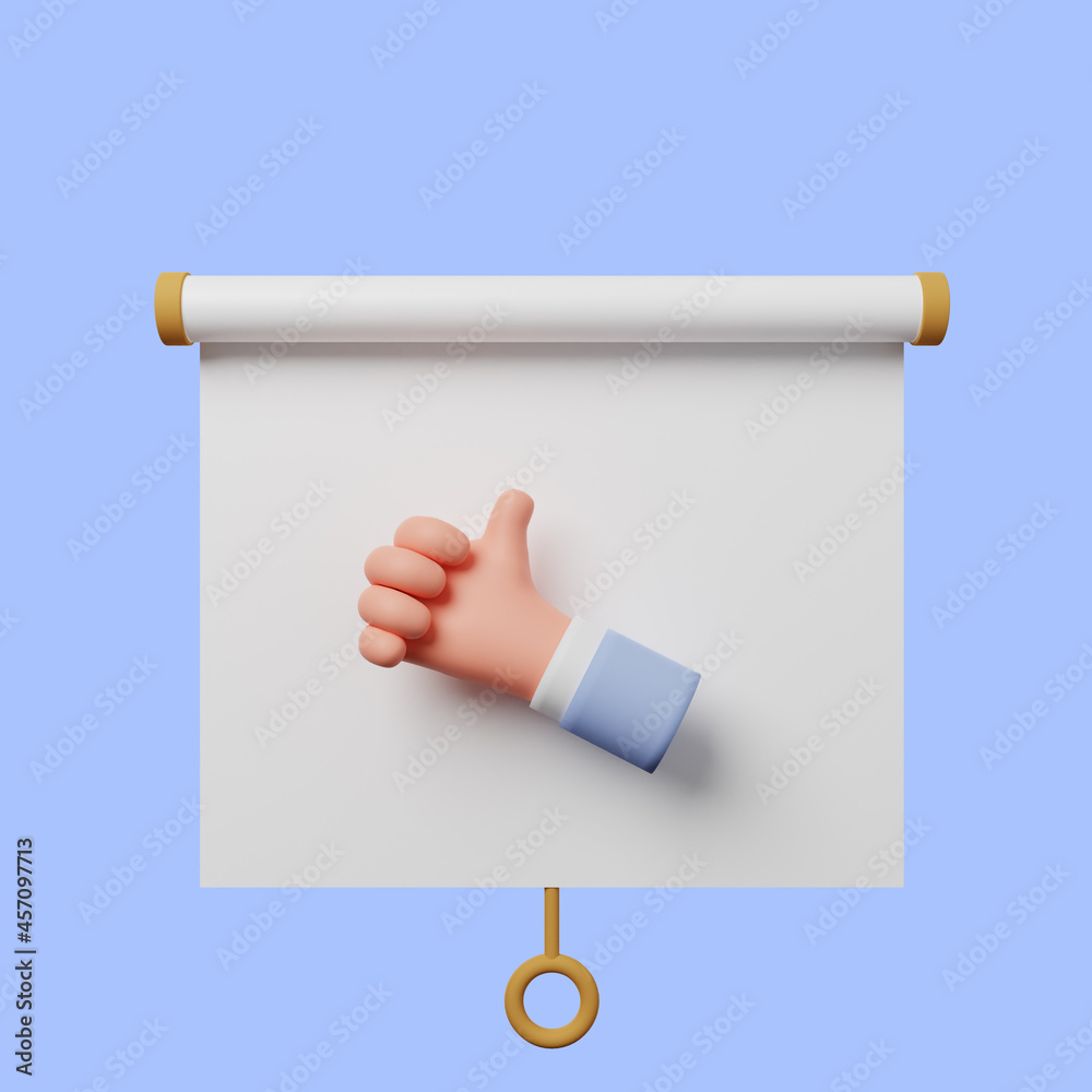 3d illustration of simple object presentation board front view with ...