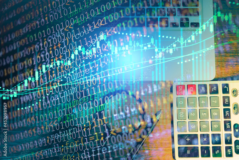 Abstract background of digital binary code of software. Programming ...