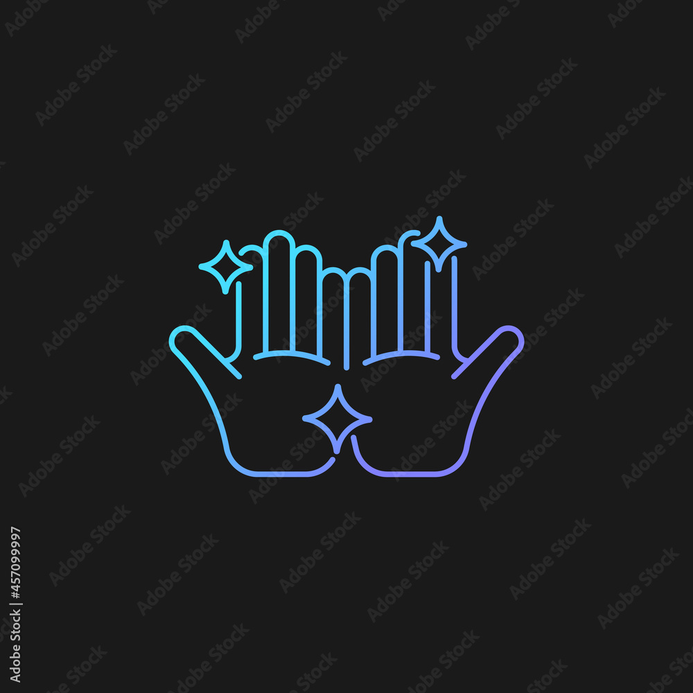 Clean hands gradient vector icon for dark theme. Washing hands with ...