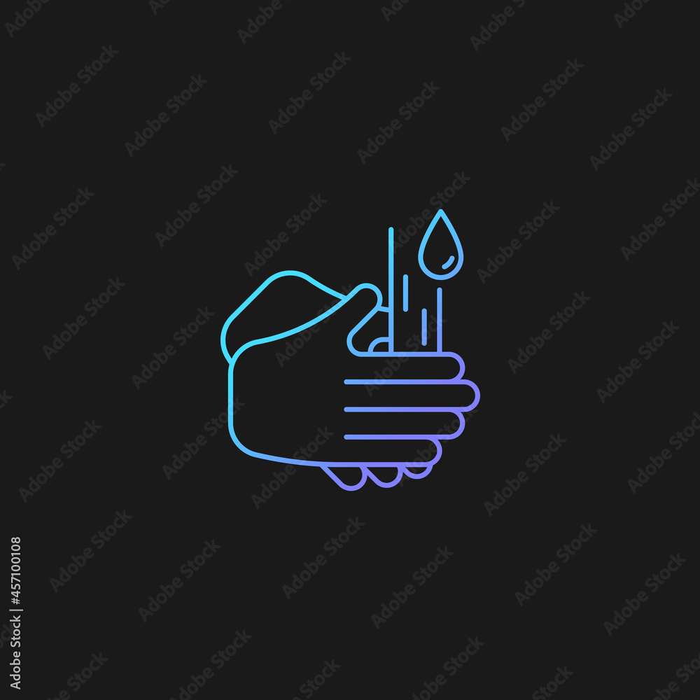 Rub palms together gradient vector icon for dark theme. Rinsing hands ...