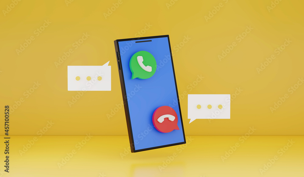 3D Rendering : Illustration of smartphone with call-in and call-out ...