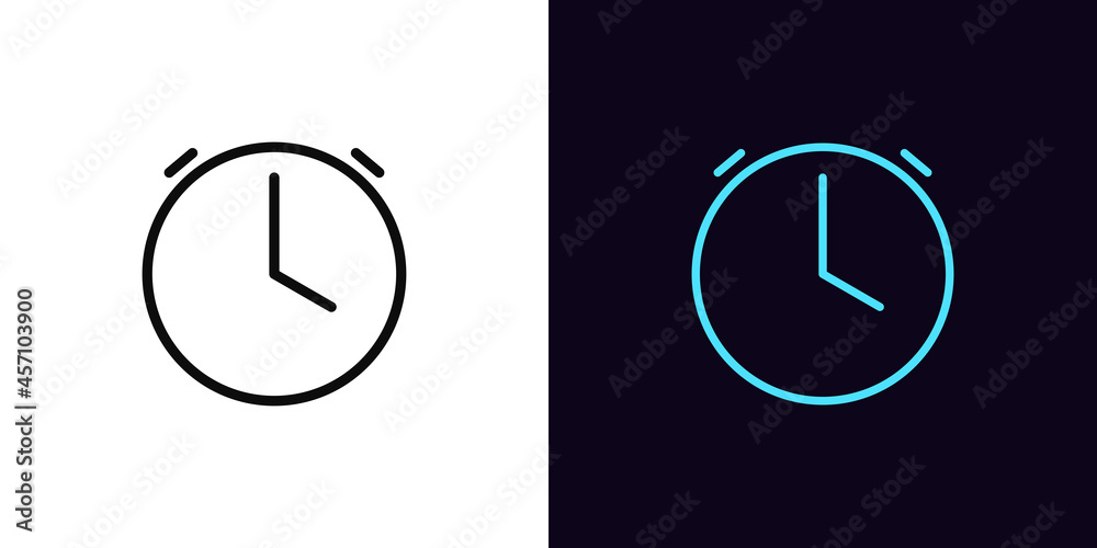 Outline time icon, with editable stroke. Linear clock sign, watch ...