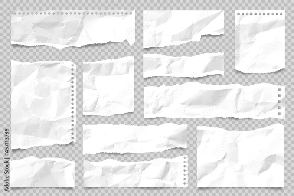 Ripped paper strips isolated on transparent background. Realistic ...