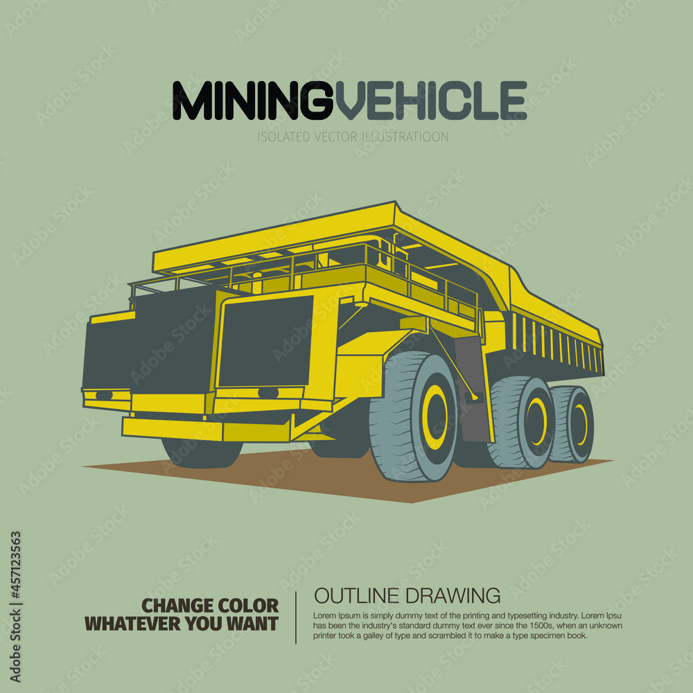 Industrial heavy duty and Mining vehicle isolated outline drawing ...